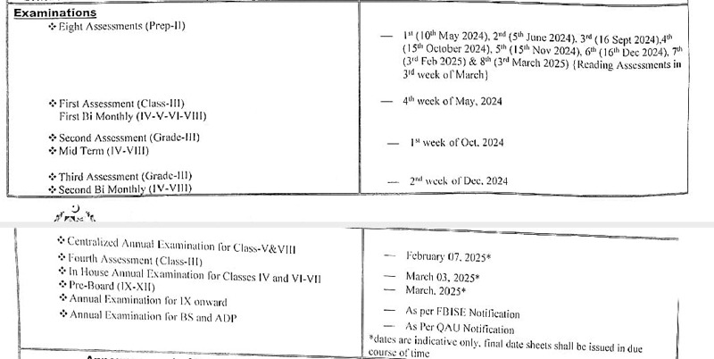Examination Schedule